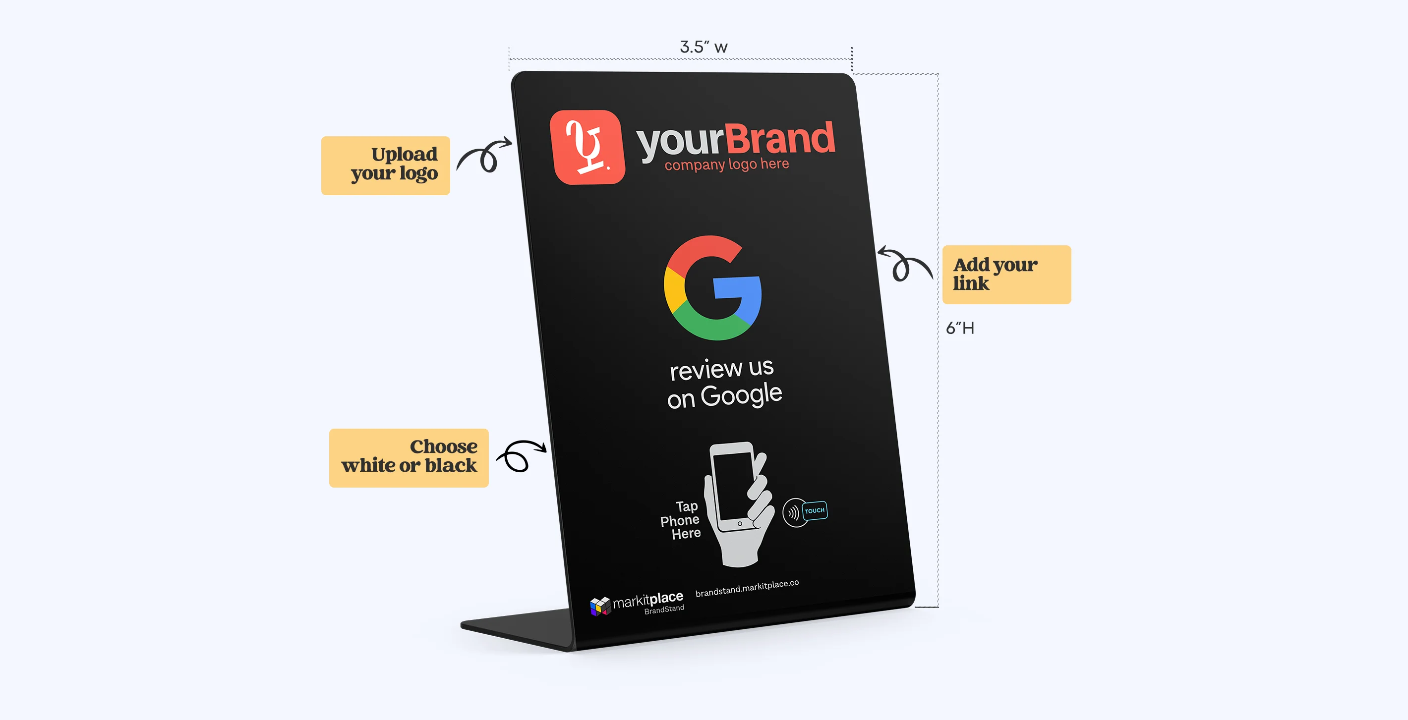 Markitplace Brandstand – Customizable NFC Table Stands for Business
